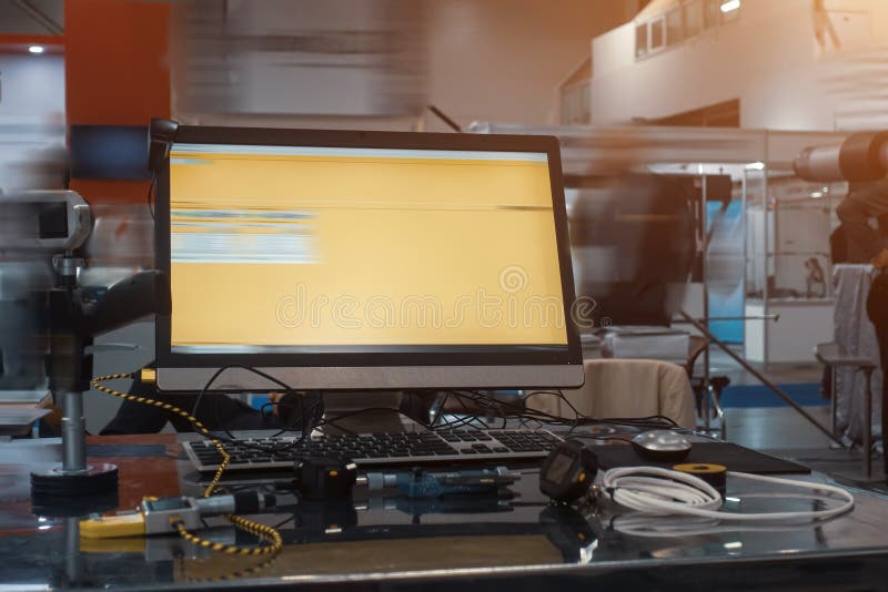 On the Table is a Computer with a Monitor. Work Environment on the ...