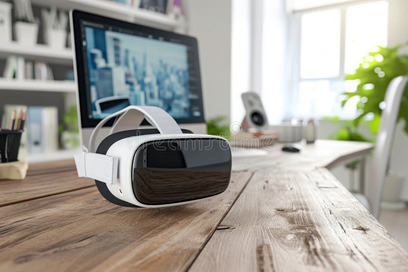 A Table with a Computer and a Pair of Virtual Glasses Placed on it ...