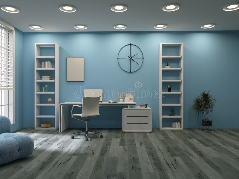 Table, Computer Room Design 3d Render, 3d Illustration Stock ...