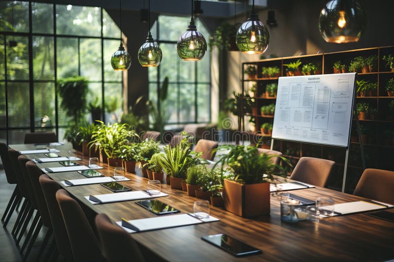 The Table in the Conference Room is Prepared for Presentations and ...