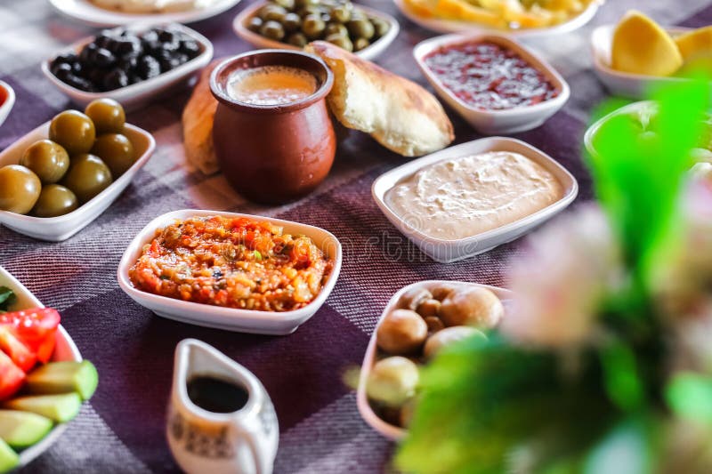 Assorted Food Spread on a Table Stock Photo - Image of presentation ...