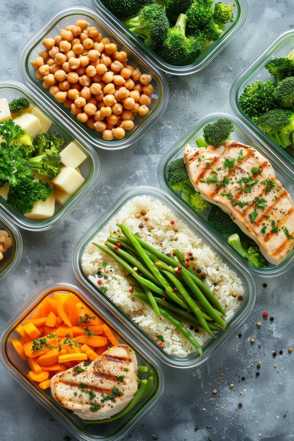 A Table is Covered with Containers of Different Types of Food ...