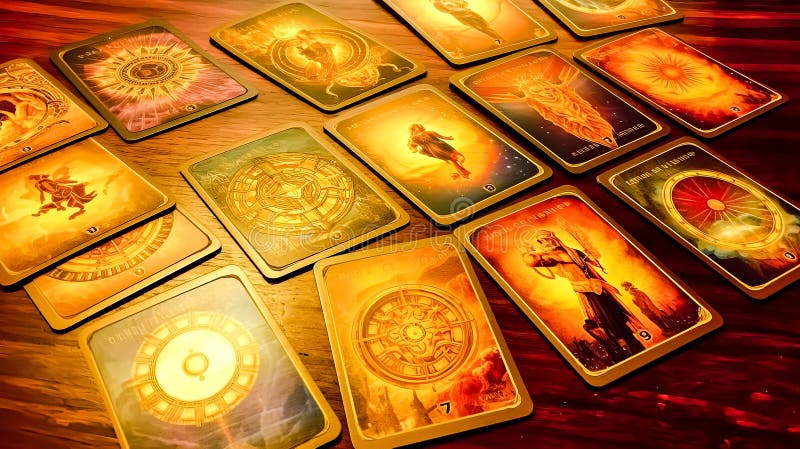 A Table Covered with Many Different Colored Cards Stock Image - Image ...