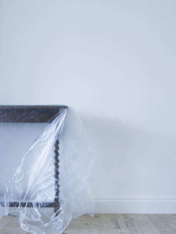 Table Covered with Plastic in Empty Room Stock Photo - Image of house ...