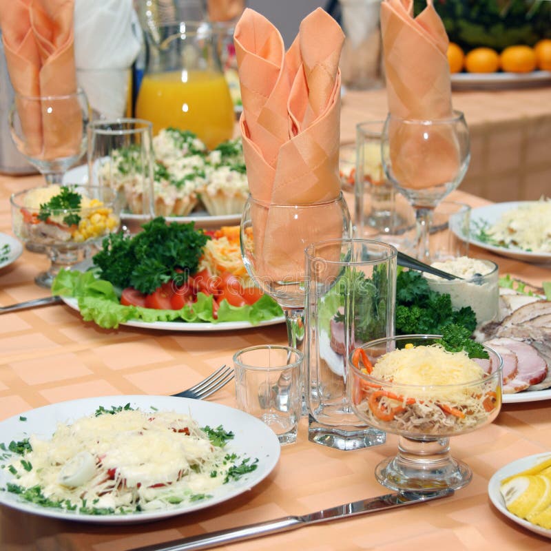 Table Covered at Restaurant Stock Photo - Image of dish, delicacy: 16703982