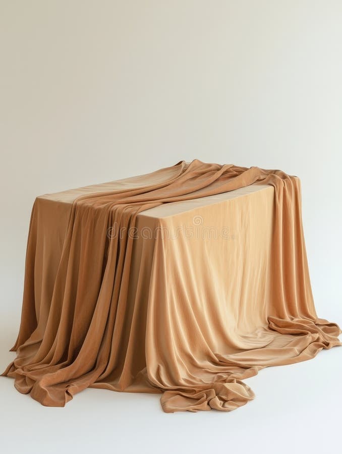 Table Covered with a Tan Cloth in a Well-lit Indoor Setting with ...
