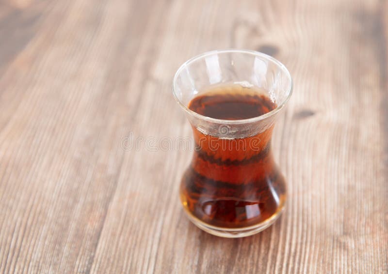 On the Table is a Cup of Freshly Brewed Turkish Black Tea Stock Image ...