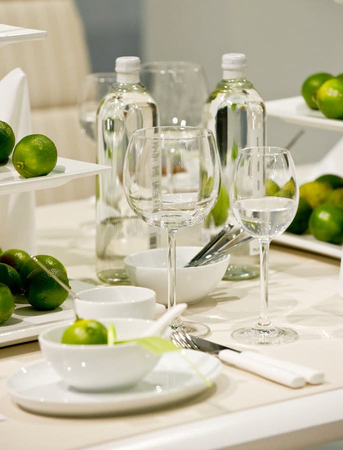 Table decoration with lime stock image. Image of citrus - 15964431