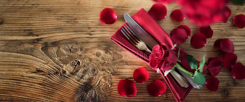 Table Decoration with Red Roses Stock Photo - Image of restaurant ...