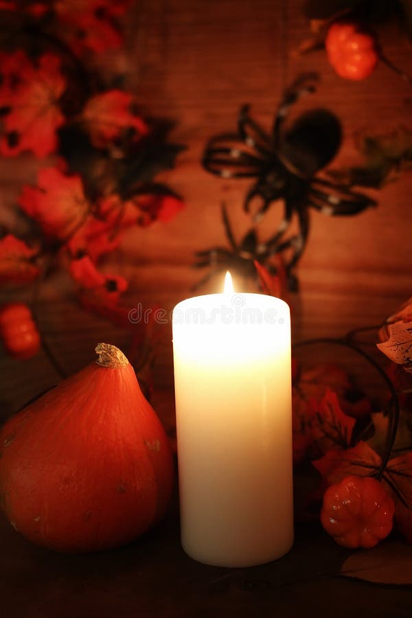 Table Decorations for Halloween Carved Pumpkin Head Candles Stock Image ...