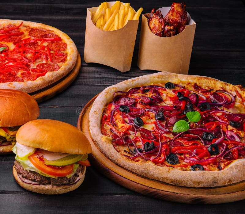 Table or Delivery Foods Scene of Assorted Take Out Stock Image - Image ...