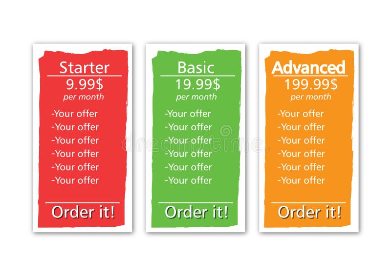 Table des prix illustration stock. Illustration du évaluation - 31884059