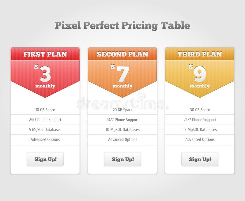 Modèle De Table De Prix Avec 5 Colonnes. Grille De Tarification ...