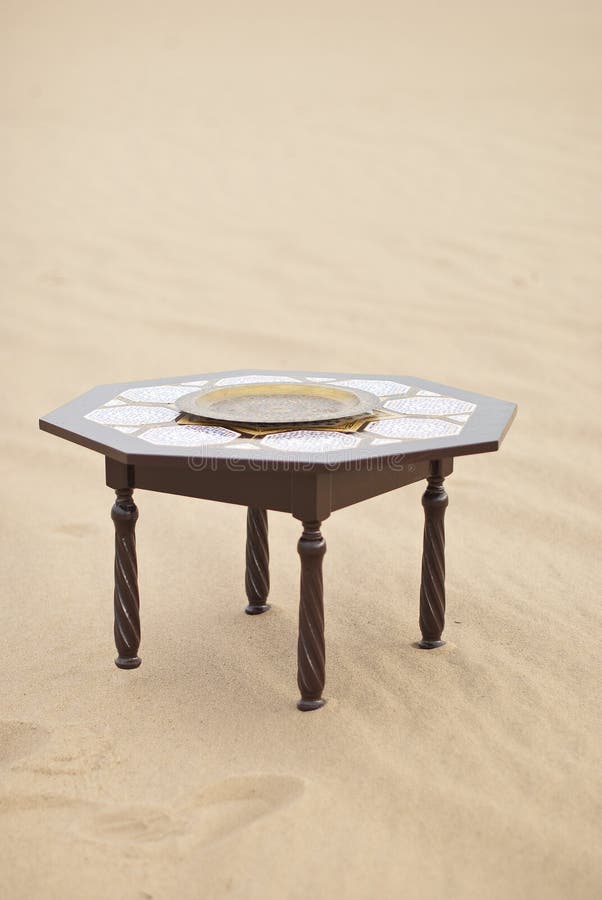 Table in Desert Sahara Morocco Africa Stock Image - Image of mirage ...