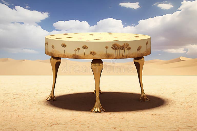 Table in the Desert with Sand and Blue Sky Stock Illustration ...