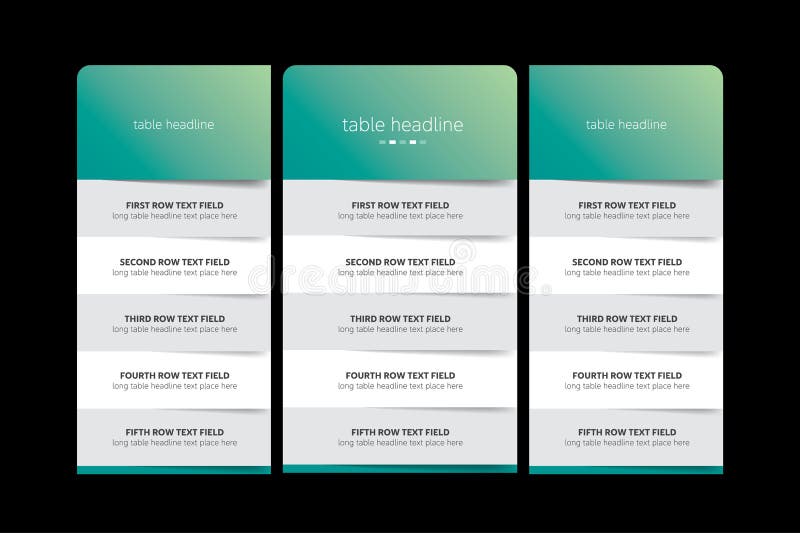 Table Design Template, Schedule, Price Tab for Business. Vector Stock ...