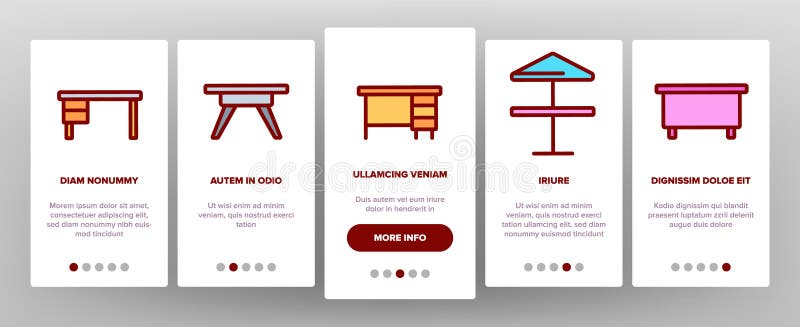 Table Desk Onboarding Icons Set Vector Stock Vector - Illustration of ...