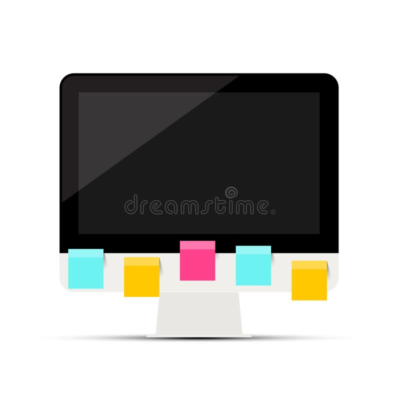 Table Desktop All-in-one Computer Vector Illustration Stock Vector ...
