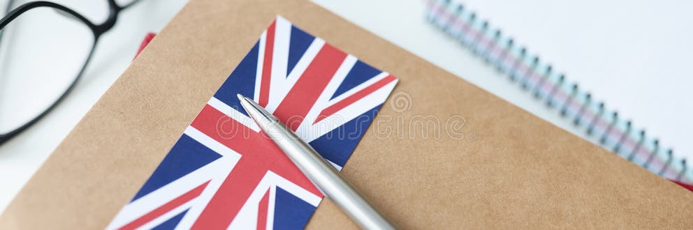 On Table is Diary with British Flag and Pen Stock Image - Image of ...