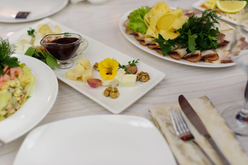 Table with Different Food on it Stock Photo - Image of healthy, tomato ...
