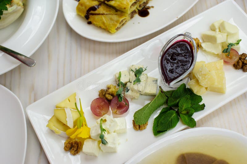 Table with Different Food on it Stock Photo - Image of salad, delicious ...