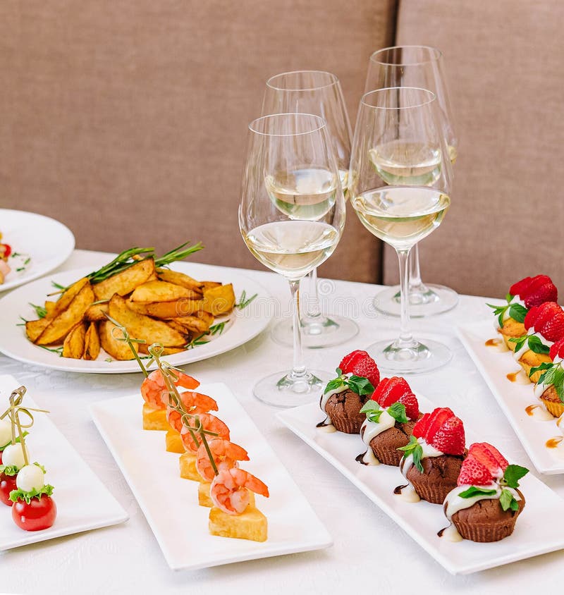 Table with Different Gourmet Snacks Stock Image - Image of dine ...