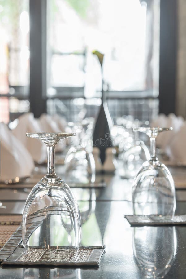 Table Dining Set in the Hotel Restaurant Stock Photo - Image of glass ...