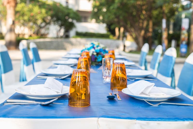 Table Dining Set at Outside of the Hotel Stock Photo - Image of glass ...