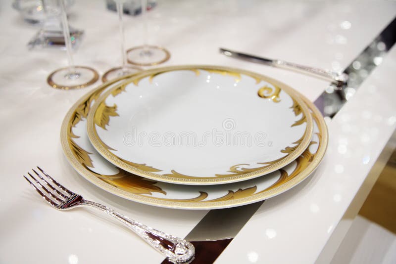 Table with dinner dishes stock image. Image of holiday - 9156373