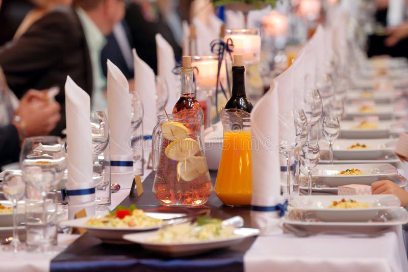 Table Dinner Set for Event Party or Wedding Reception Stock Photo ...