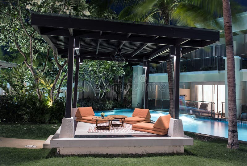 Table Dinners in the Resort Stock Image - Image of setting, pool: 58015577