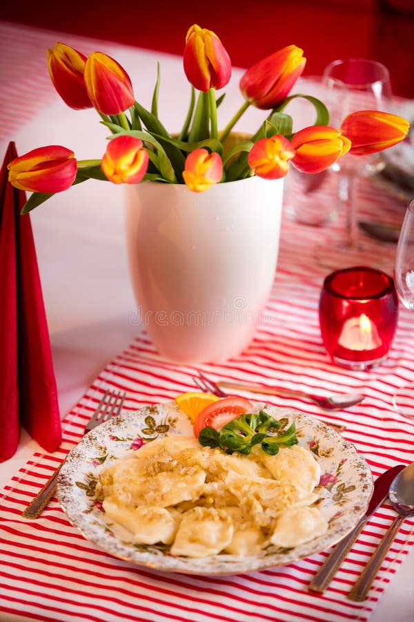 Table with dish dinner stock photo. Image of eating, glass - 84304034