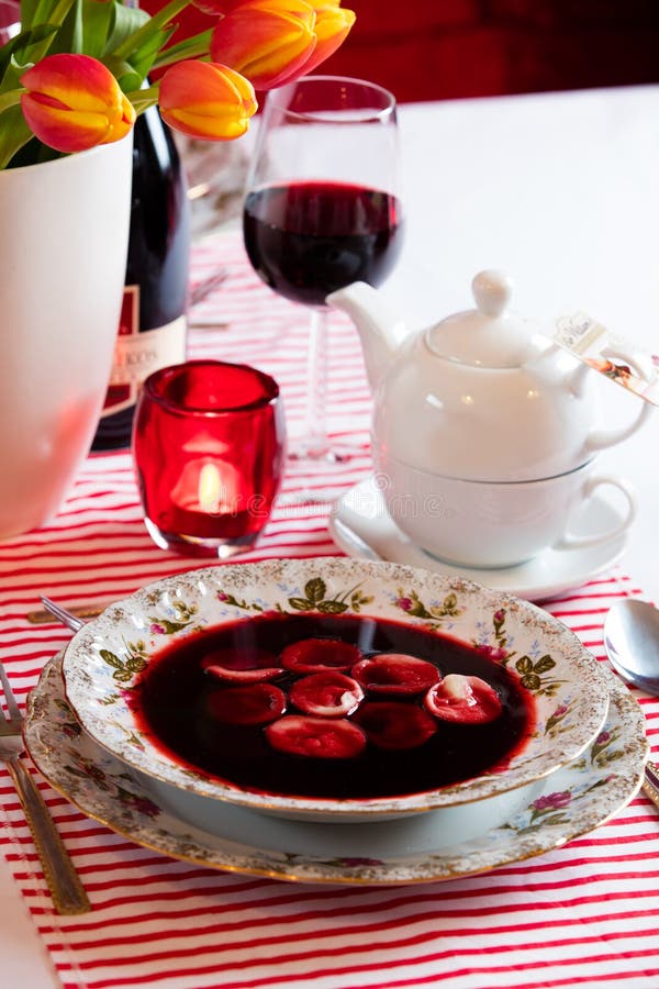 Table with dish dinner stock image. Image of tableware - 85641307