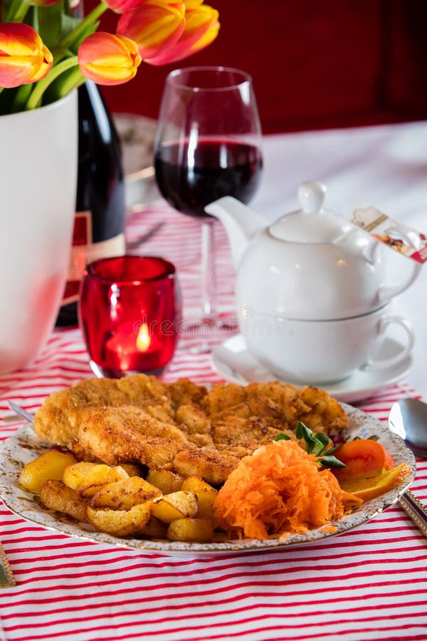 Table with dish dinner stock image. Image of meeting - 85641339