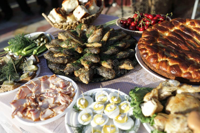 Table with dishes stock image. Image of dinner, green - 121599233