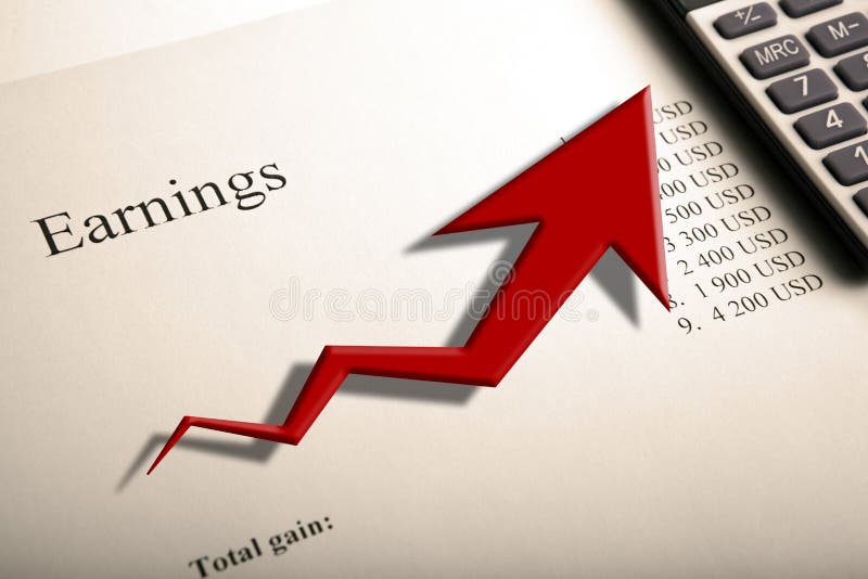 Table with Earnings with Digits, Calculator and Diagram Stock ...