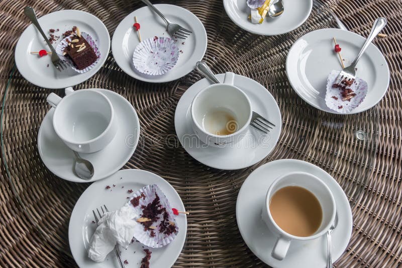 Table after eating stock image. Image of finish, glass - 79087269