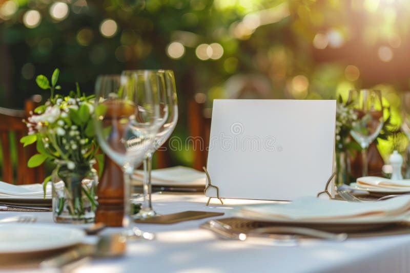 Elegant Table Set with Place Settings and Place Cards Stock Photo ...