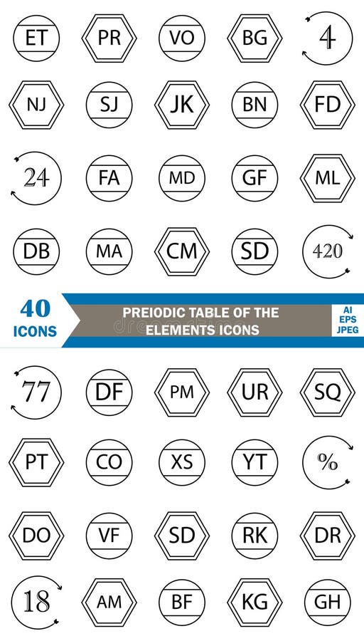 Table of the Elements Icon Pack Design Vector Illustrator Set Stock ...