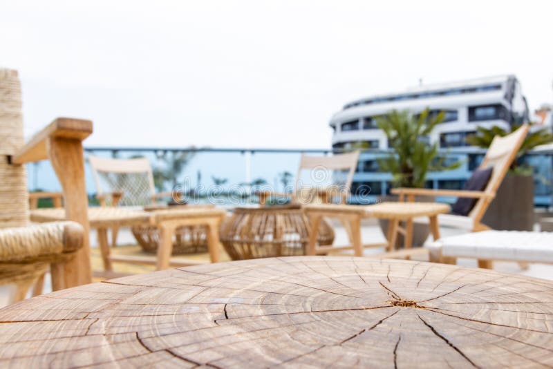 Table Empty Background in Outdoor Cafe , Modern Restaurant Background ...