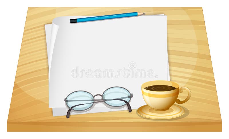 A Table with Empty Pieces of Papers Stock Vector - Illustration of ...