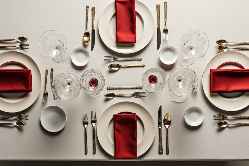 Table Etiquette Elements Top View Stock Illustration - Illustration of ...