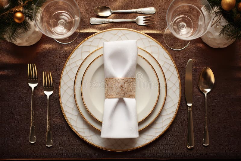 Table Etiquette Elements Top View Stock Illustration - Illustration of ...