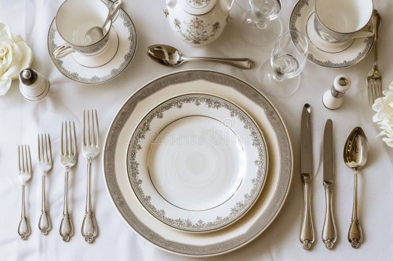 Table Etiquette Elements Top View. Stock Image - Image of material ...