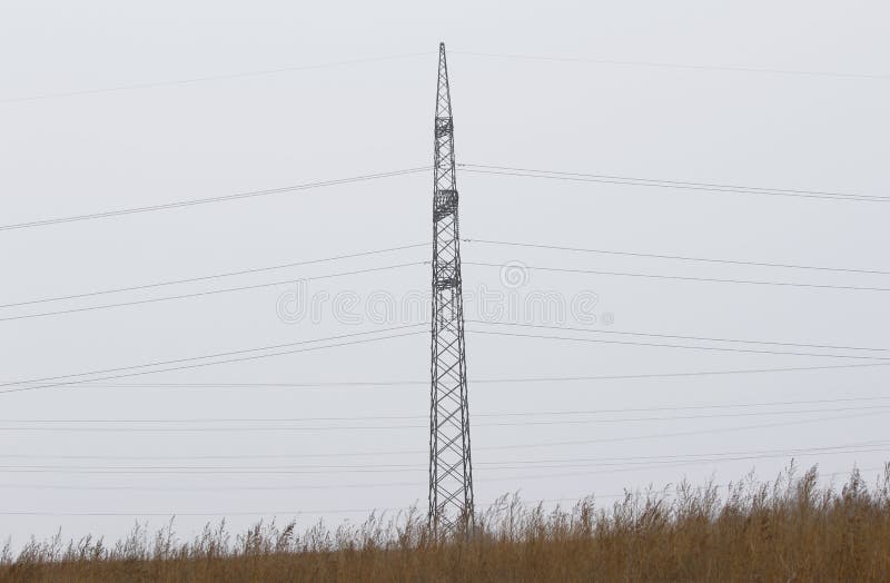 Table in the Field with Electric Wires Stock Image - Image of ...