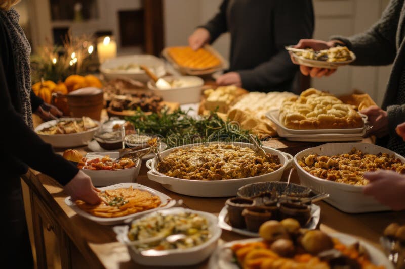 A Table Filled with an Assortment of Dishes at a Festive Gathering ...