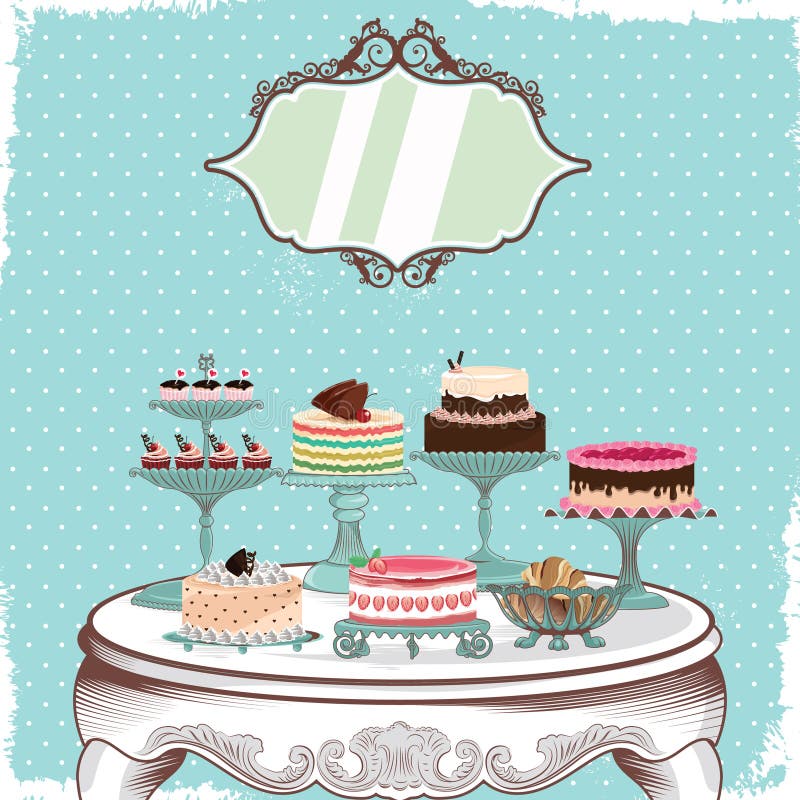 A Table Filled with Cakes. Vector Illustration Decorative Design Stock ...