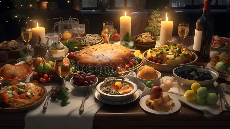A Table Filled with Delicious Food and Drinks at a Holida Created with ...