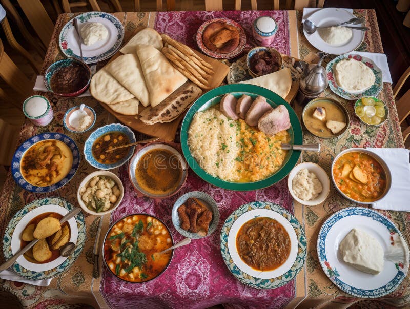 A Table Filled with Different Types of Food. AI Generative Image Stock ...