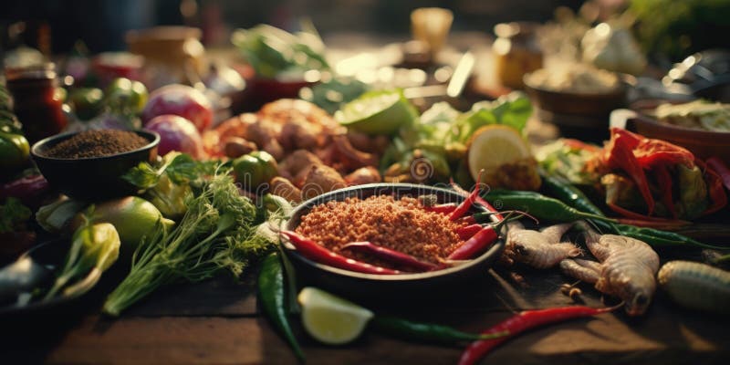 A Table Filled with Diverse Food Options, Perfect for Culinary Concepts ...